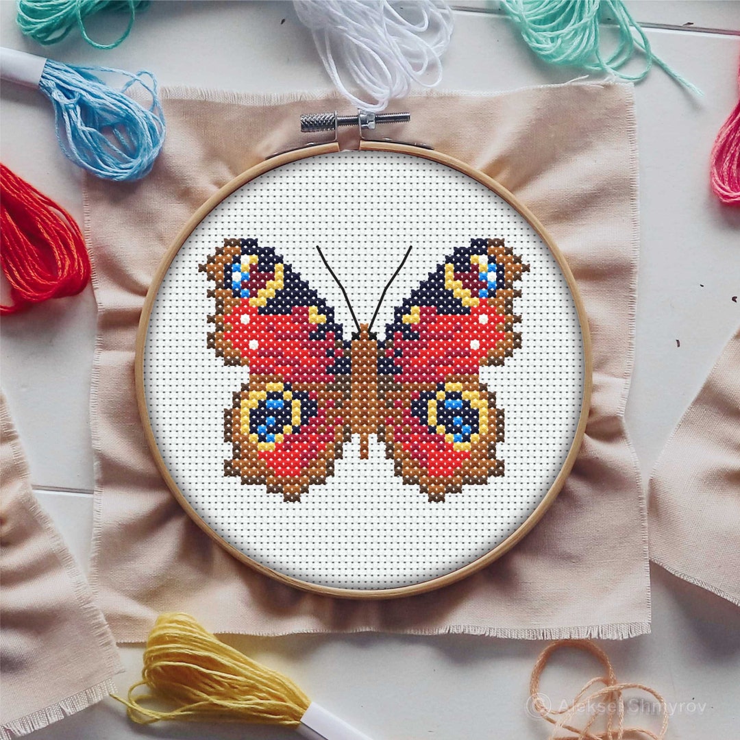 European Peacock Butterfly Cross Stitch Pattern, Insects Cross Stitch ...