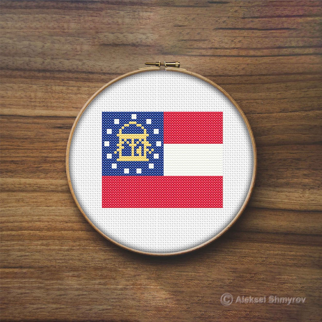 Georgia State Flag Cross Stitch Pattern, America Flag, Mini Cross ...