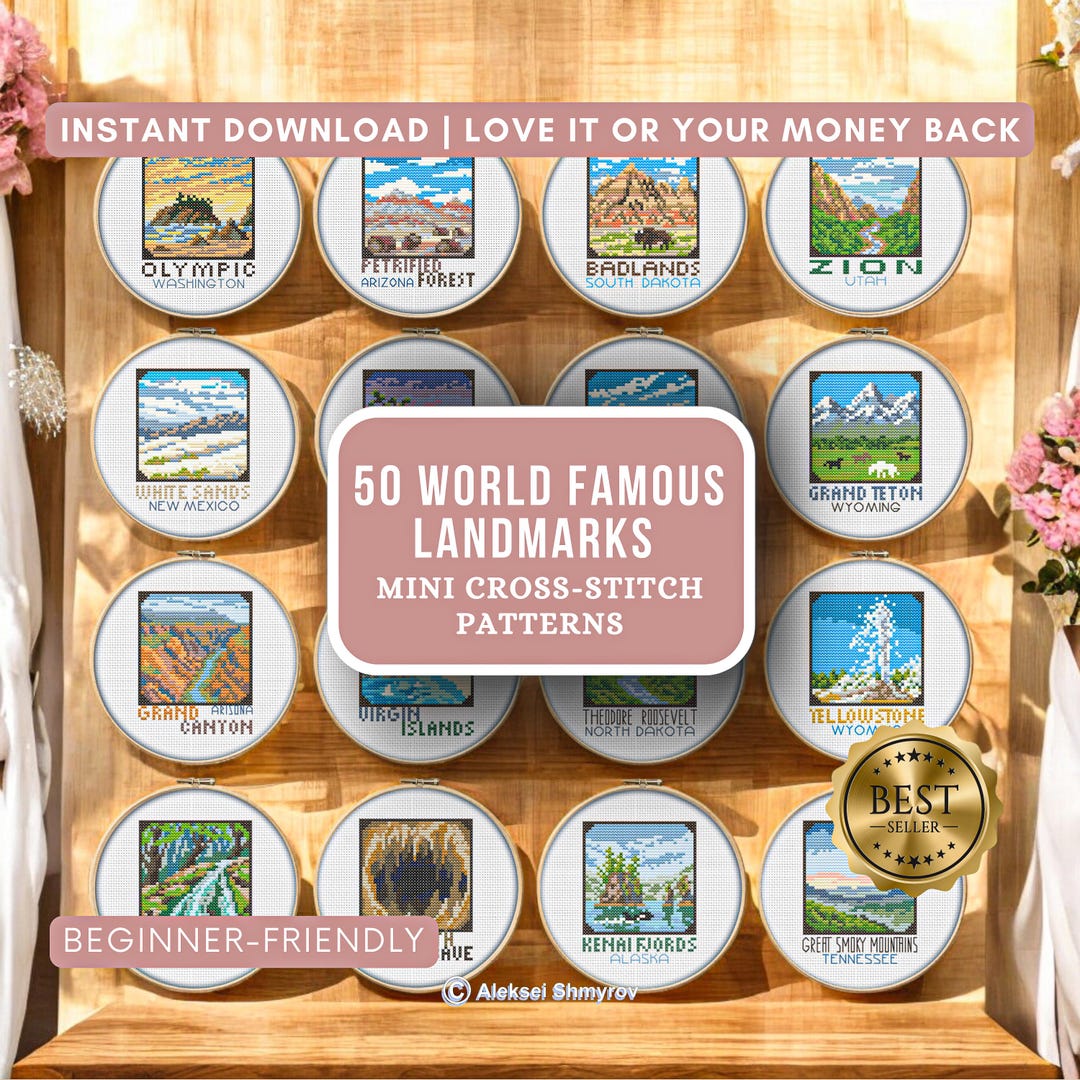 World Famous Locations Cross Stitch Pattern PDF - 40+ Mini Landmarks ...