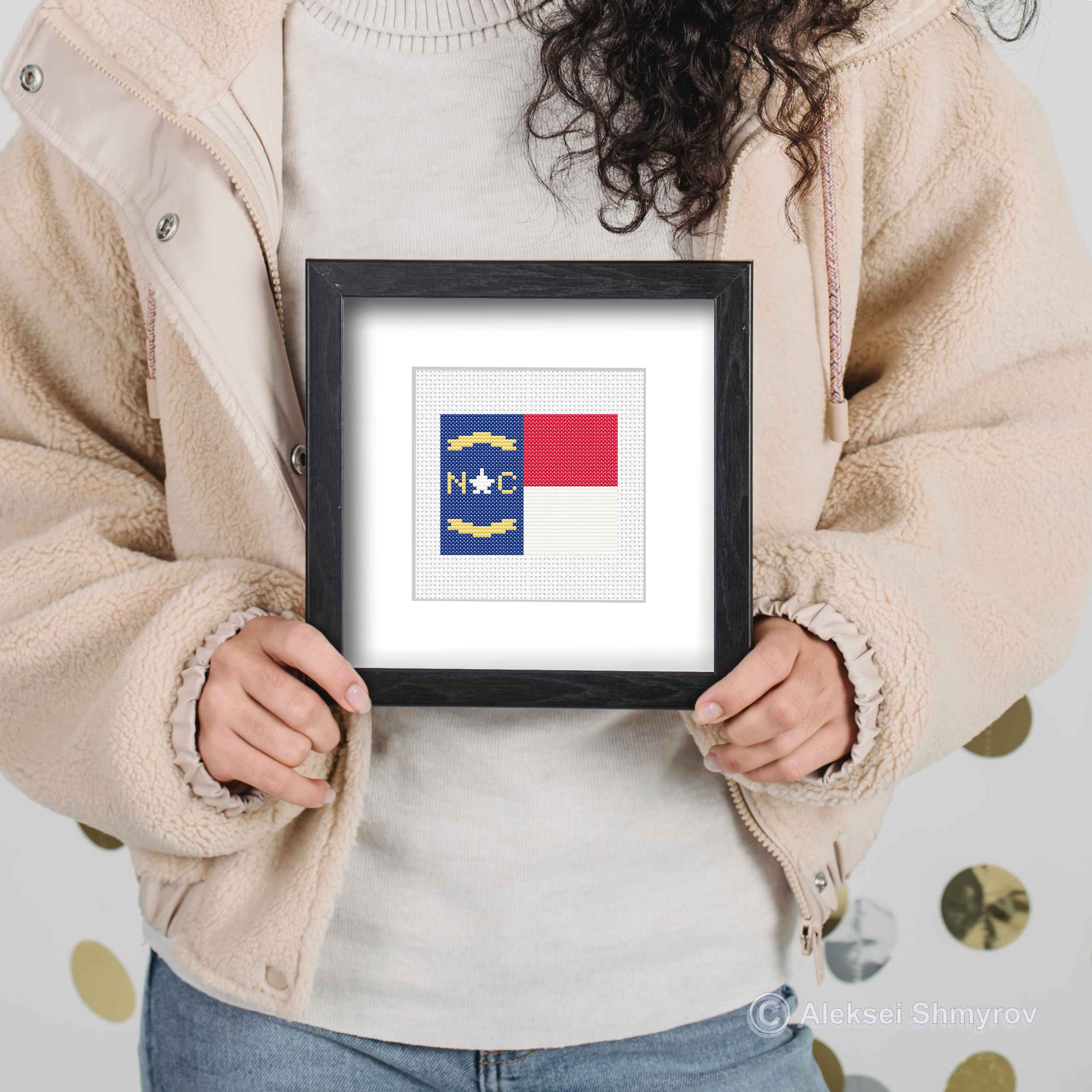 North Carolina State Flag Cross Stitch Pattern, America Flag, Mini ...