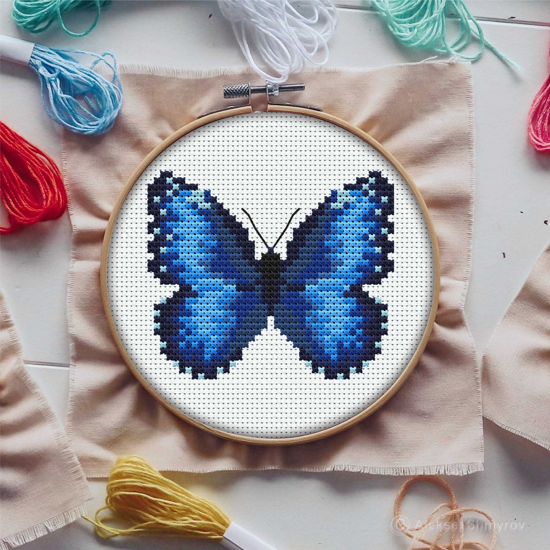 Blue Morpho Butterfly Cross Stitch Pattern, Insects Cross Stitch, Easy ...