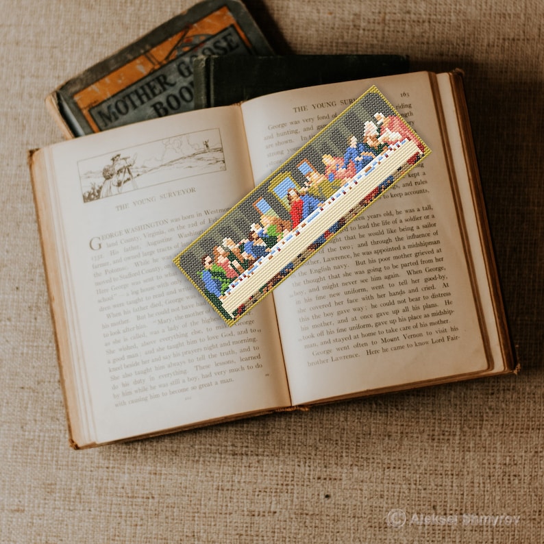Leonardo Da Vinci Last Supper Art Cross Stitch Bookmark, Book Worm Gift ...