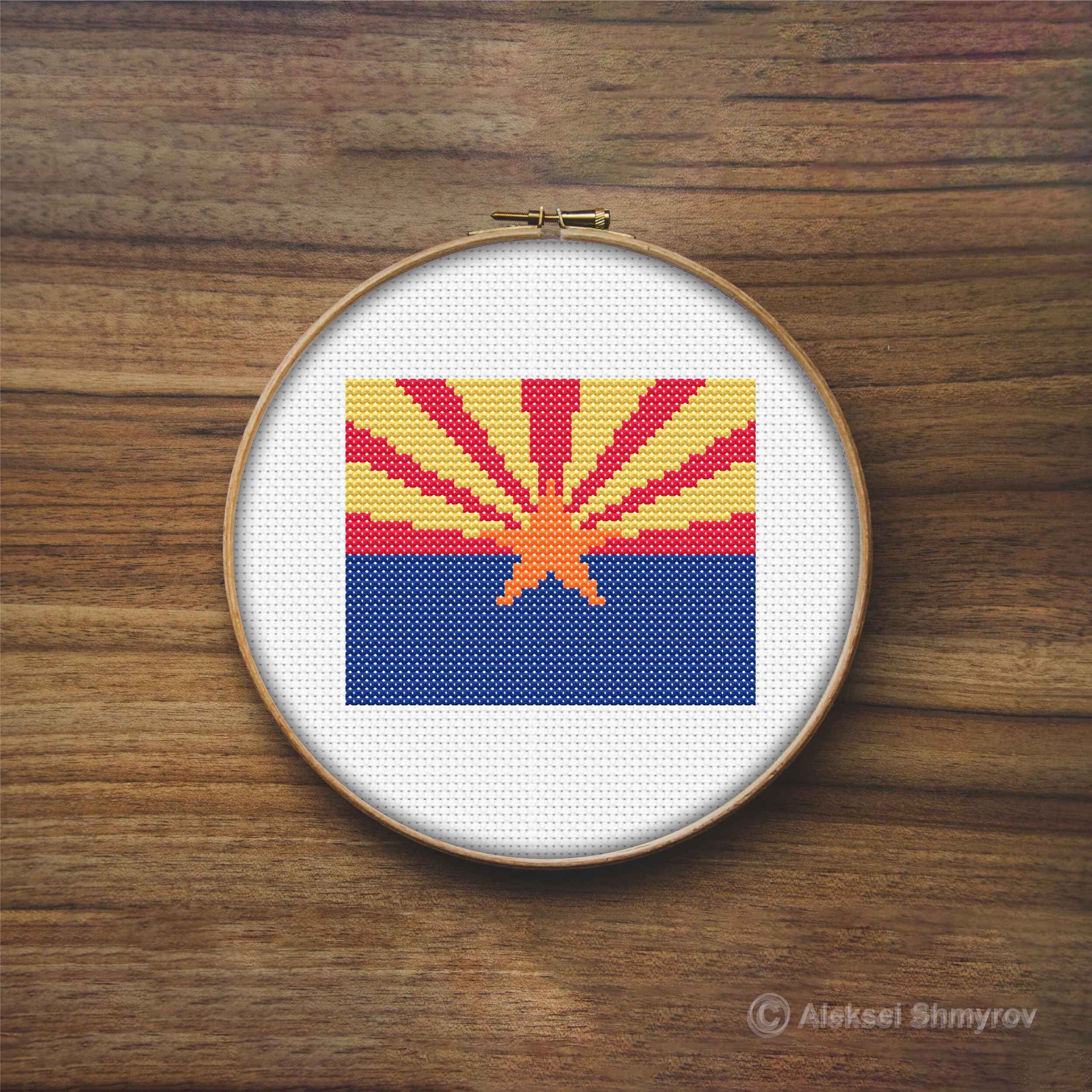 Arizona State Flag Cross Stitch Pattern, America Flag, Mini Cross ...