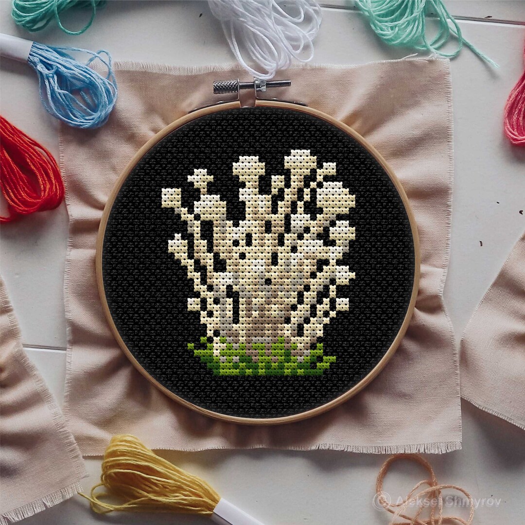 Mini Enoki Mushroom Cross Stitch Pattern, Forest Cross Stitch, Easy ...
