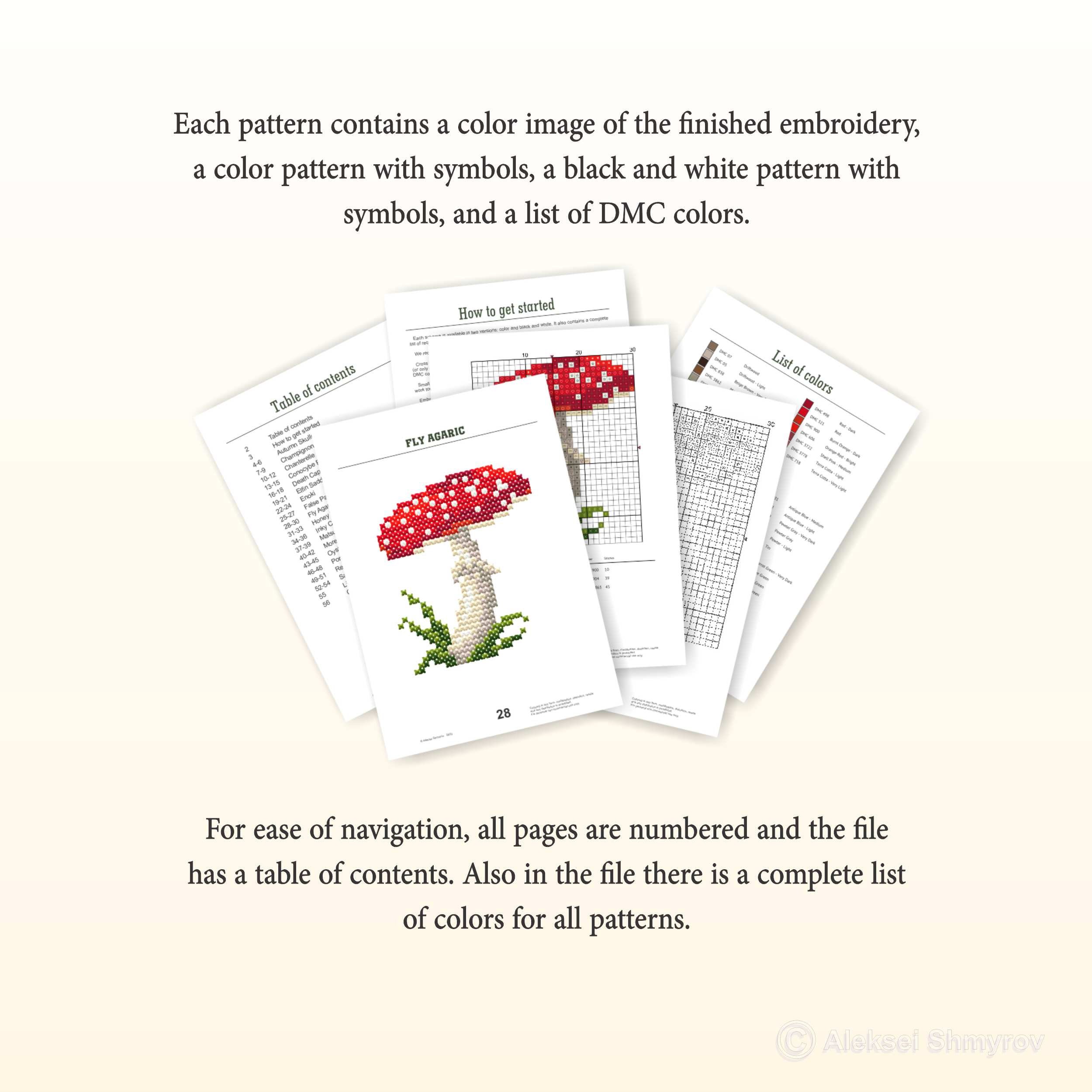 Mini Enoki Mushroom Cross Stitch Pattern Forest Cross Stitch - Etsy