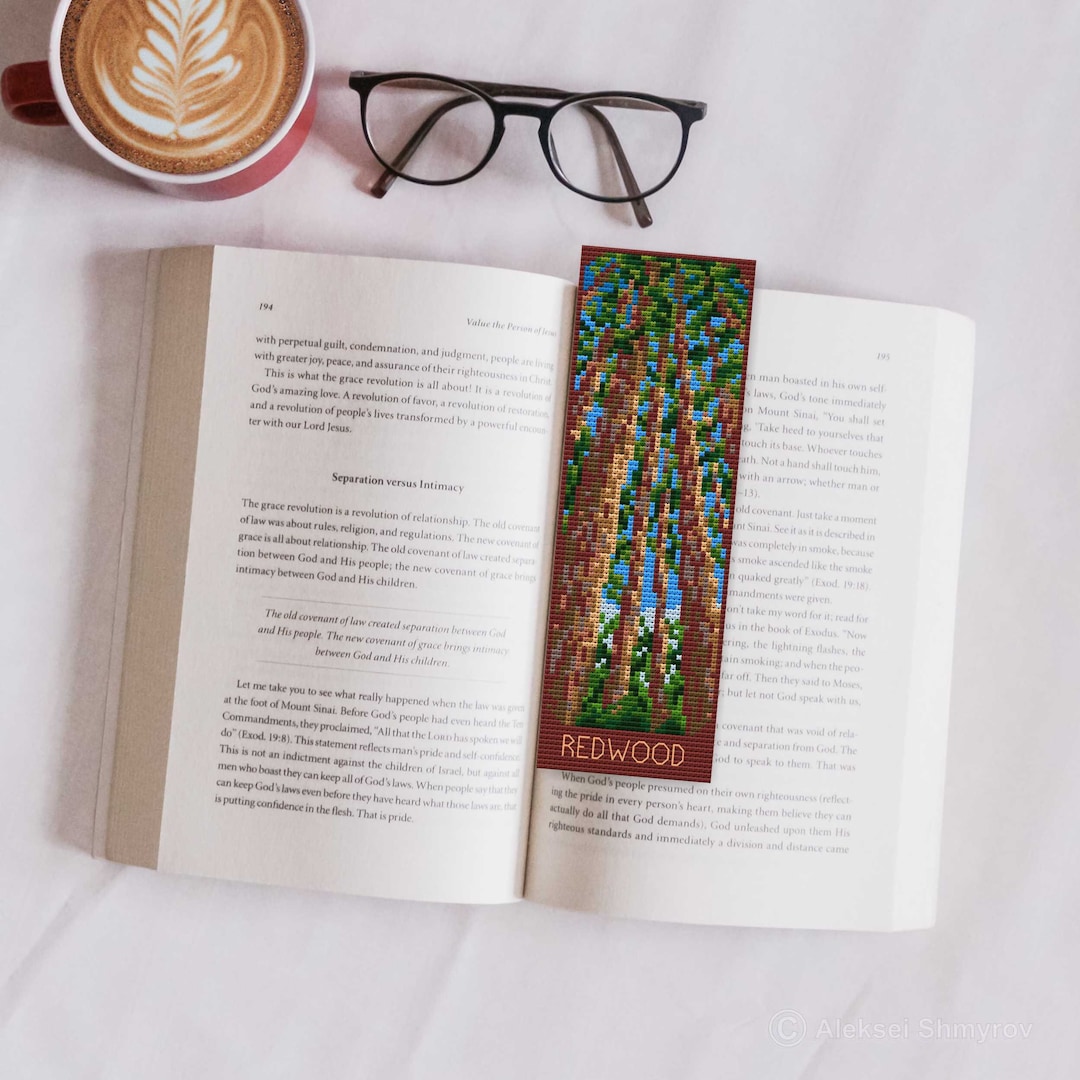 Redwood National Park Bookmark Cross Stitch Pattern, Book Worm Gift ...