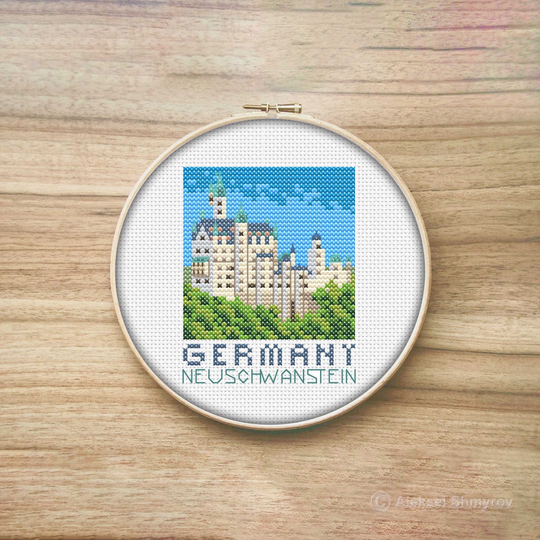 Germany Travel Cross Stitch Pattern, Neuschwanstein, Mini Cross Stitch ...