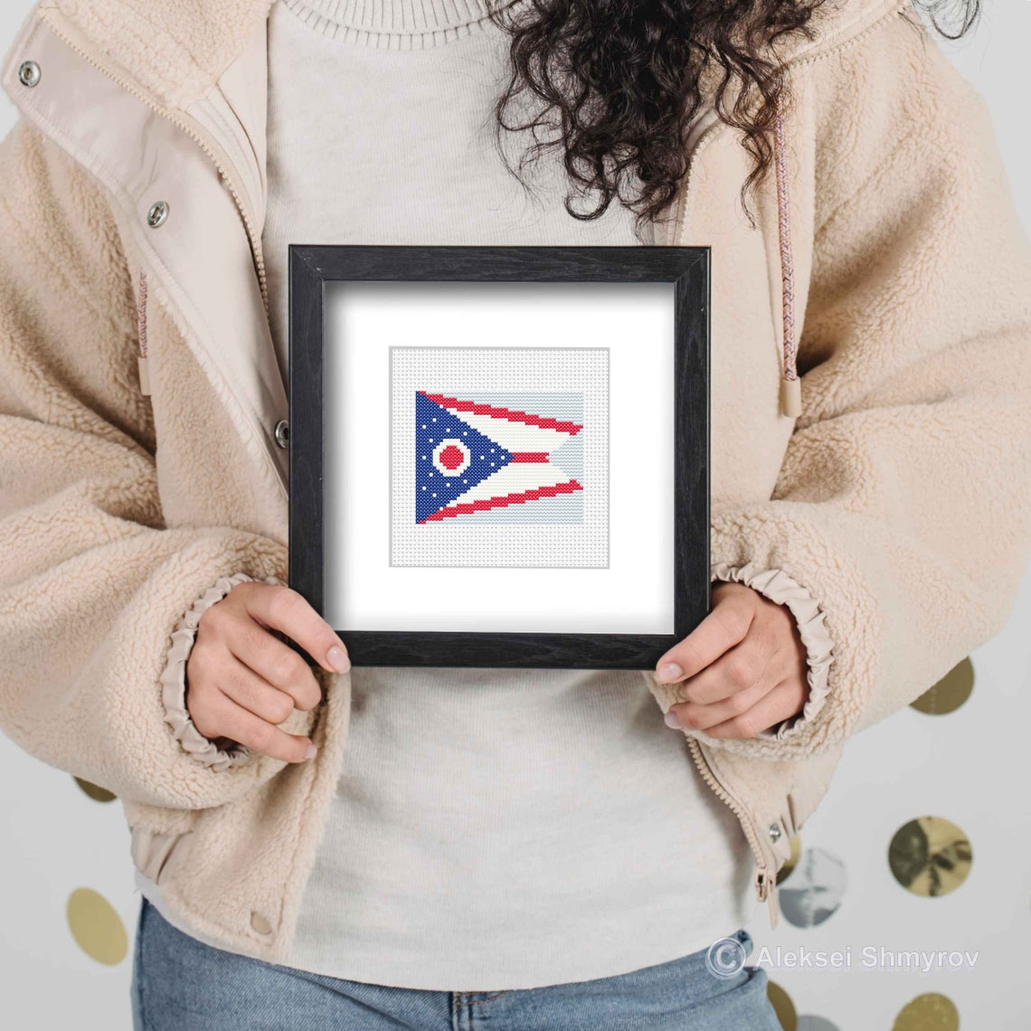Ohio State Flag Cross Stitch Pattern, America Flag, Mini Cross Stitch ...