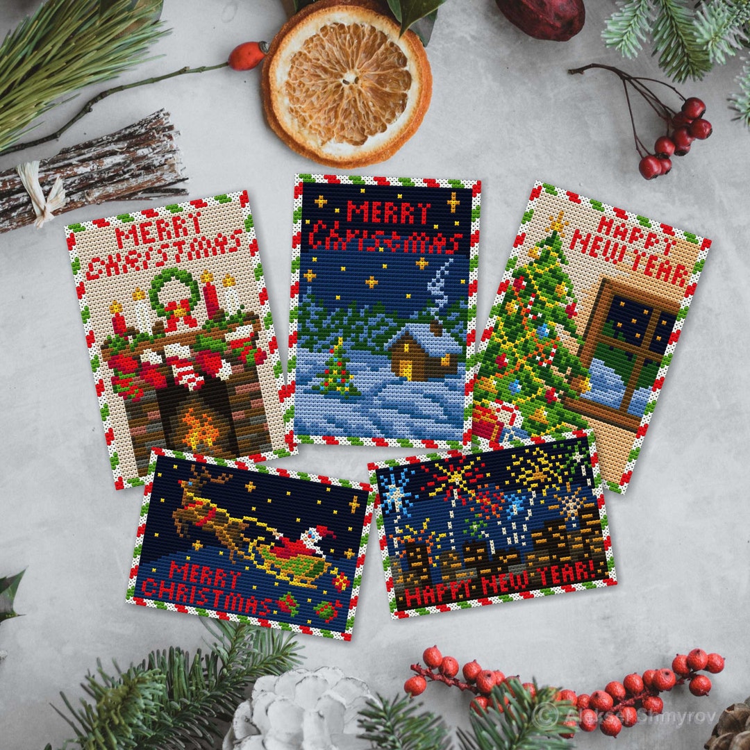 Christmas Card Cross Stitch Patterns, Mini Cross Stitch, Easy Cross ...