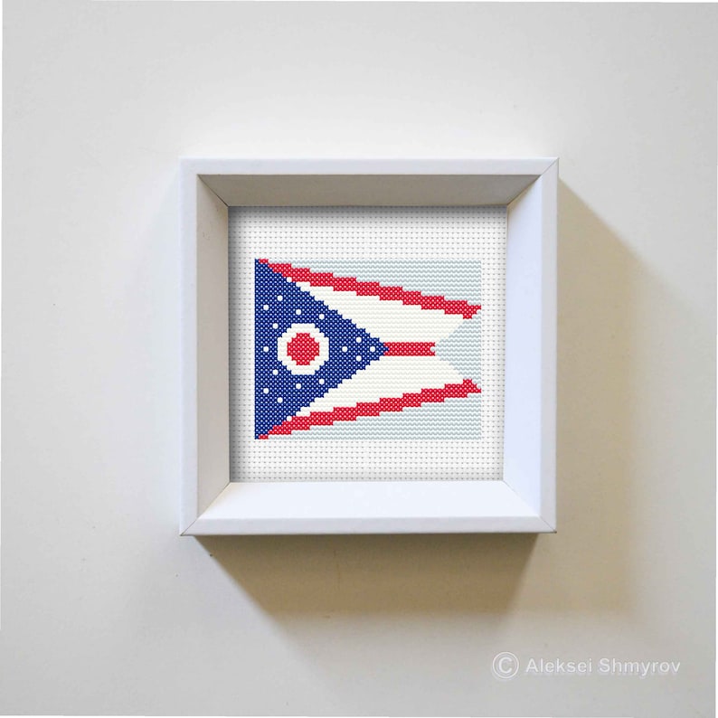 Ohio State Flag Cross Stitch Pattern, America Flag, Mini Cross Stitch ...