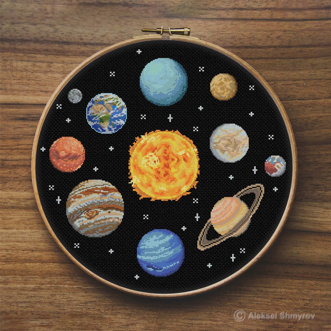 Mini Planets Cross Stitch Pattern, Solar System Cross Stitch, Easy ...
