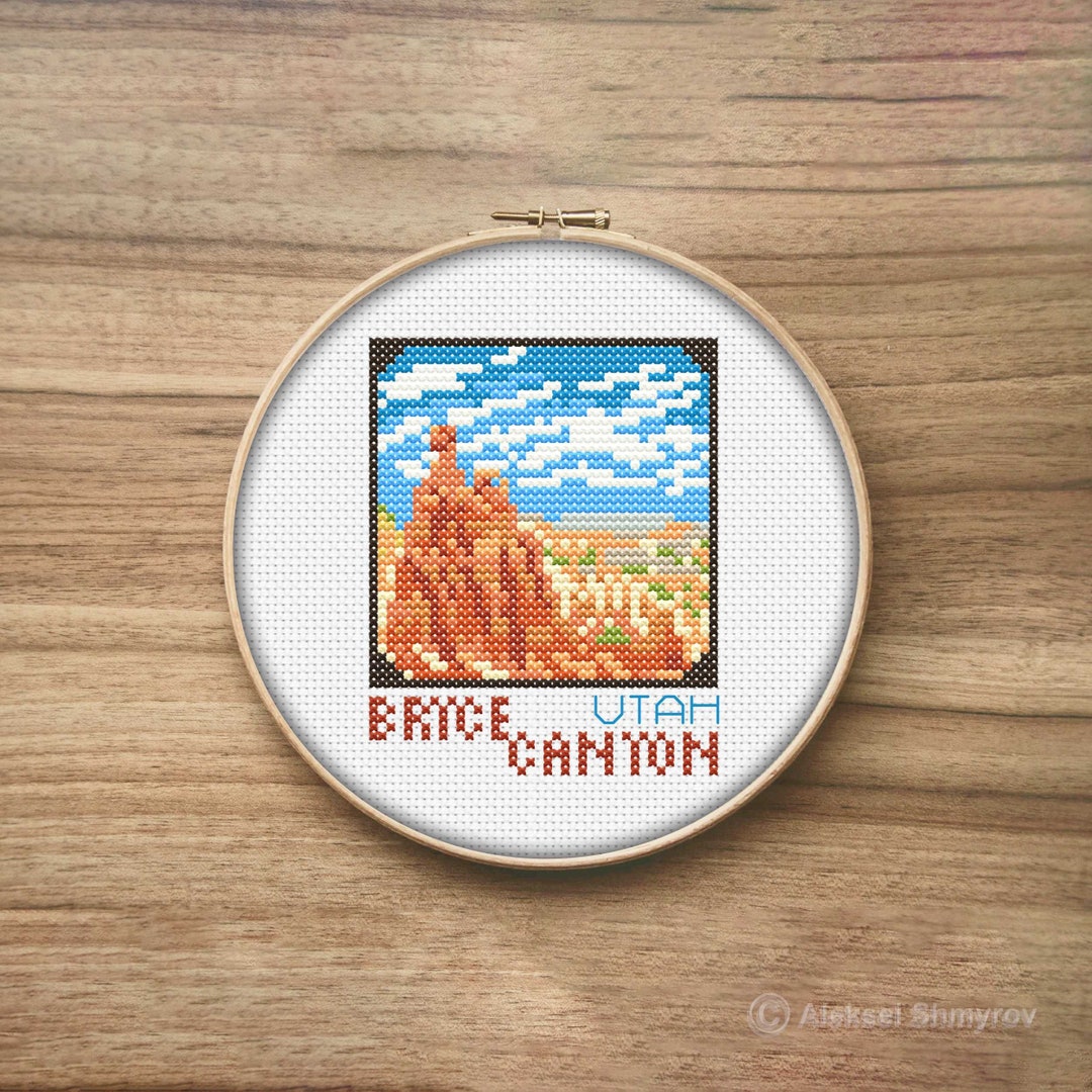 Bryce Canyon National Park Cross Stitch Pattern, Mini Travel Embroidery ...
