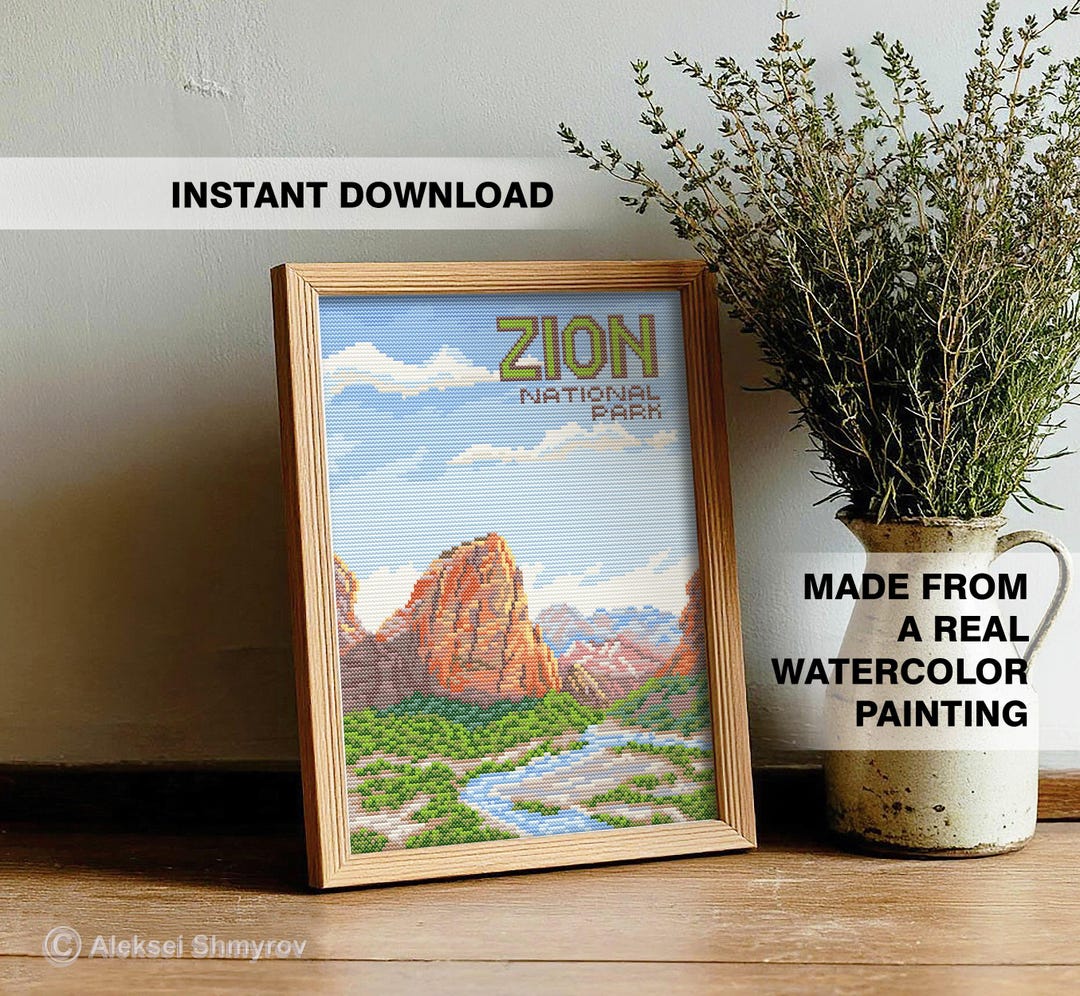 Zion National Park Cross Stitch Pattern: Instant Download (PDF Pattern ...
