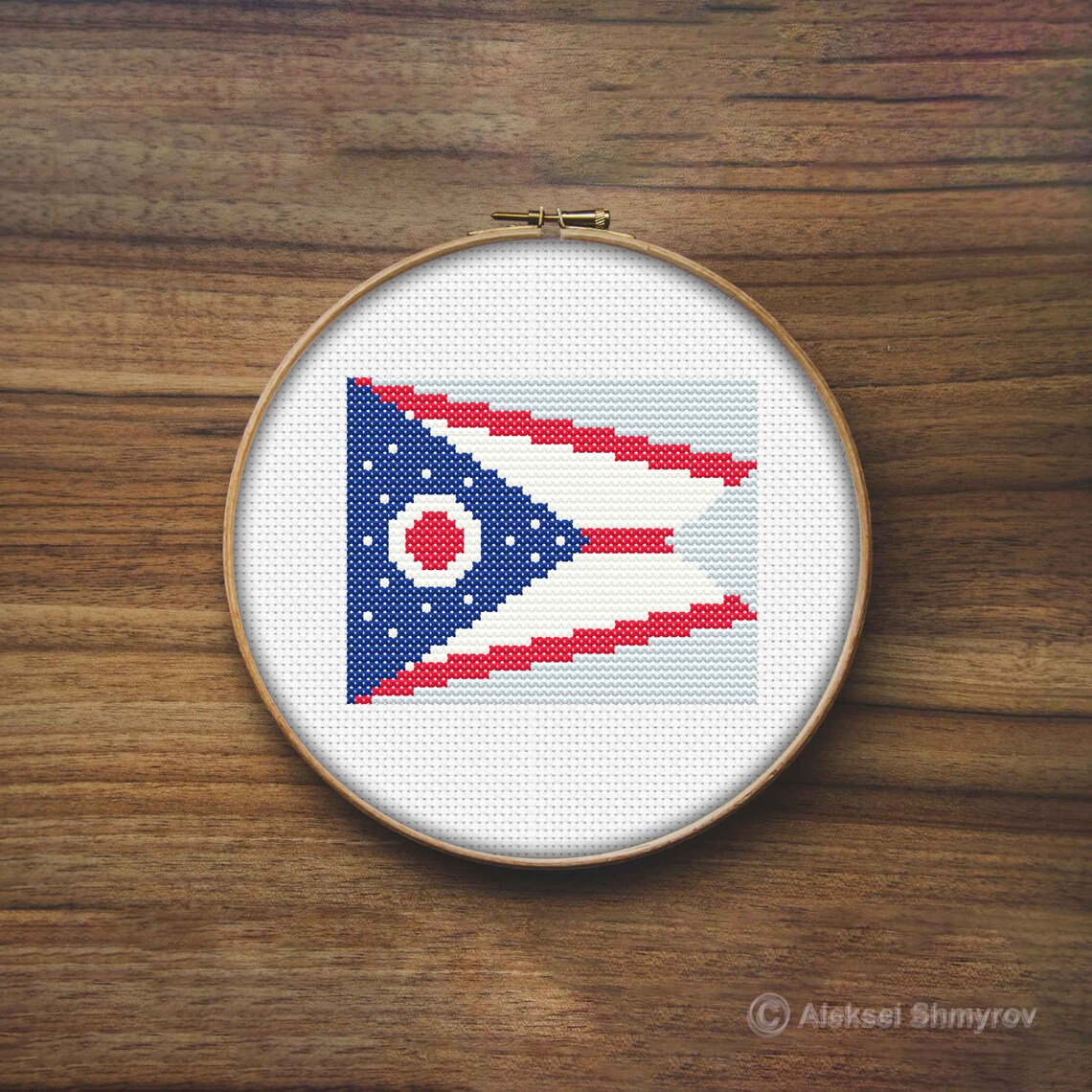 Ohio State Flag Cross Stitch Pattern, America Flag, Mini Cross Stitch ...