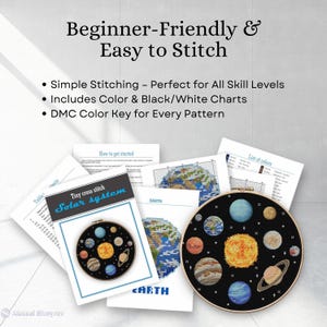 Solar System Cross Stitch Pattern PDF - Planets & Sun Embroidery Design ...