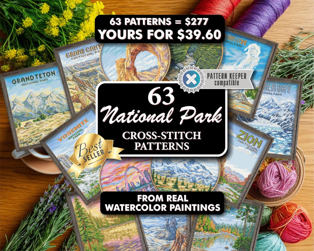 63 National Parks Cross Stitch Patterns Bundle - Travel Cross Stitch ...