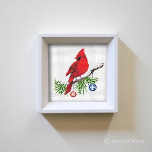 Christmas Red Cardinal Cross Stitch Pattern, Mini Cross Stitch, Easy ...