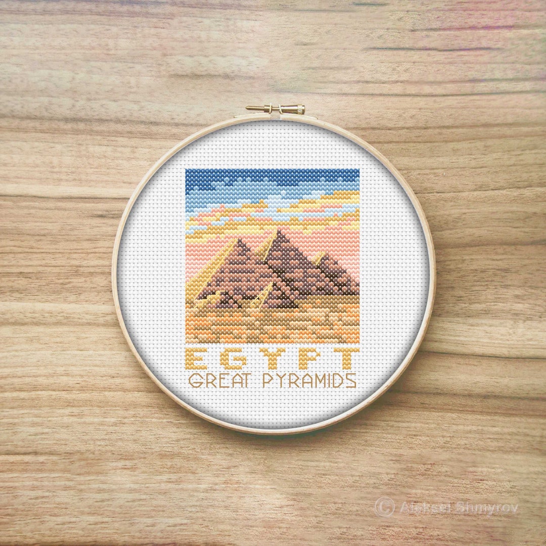 Egypt Travel Cross Stitch Pattern, Great Pyramids, Mini Cross Stitch ...