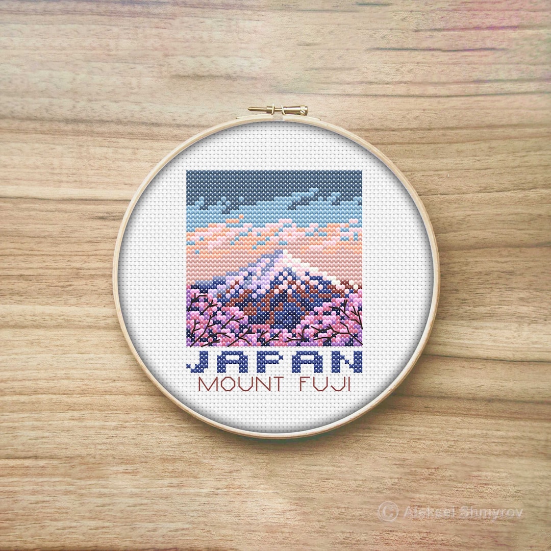 Japan Mount Fuji Travel Cross Stitch Pattern, Mini Cross Stitch Pattern ...