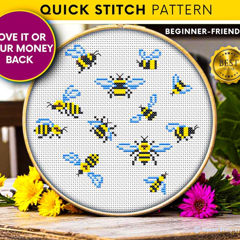 Bee Cross Stitch - Etsy