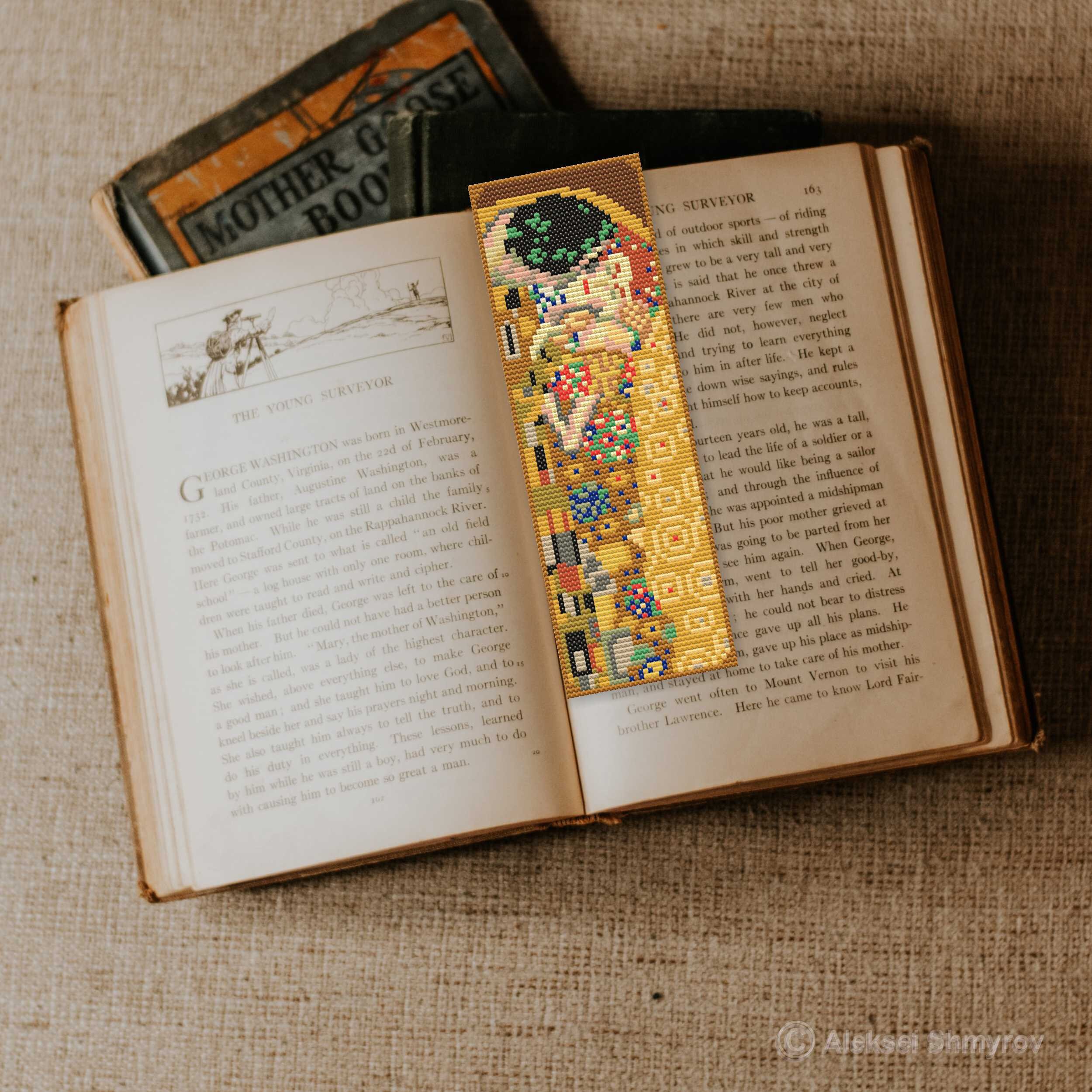 Gustav Klimt Kiss Art Cross Stitch Bookmark, Book Worm Gift, Cross ...