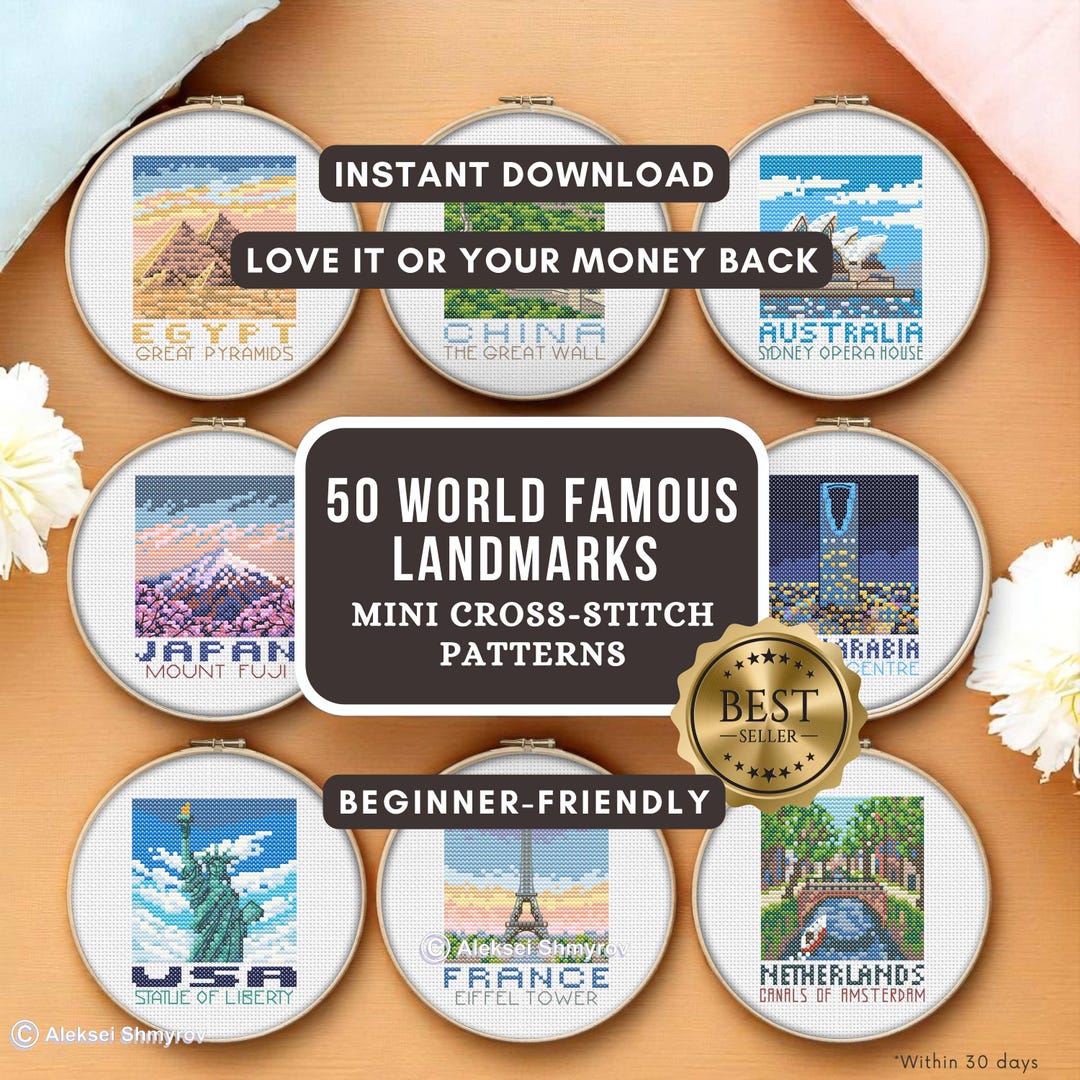 50 Famous World Landmarks Cross Stitch Patterns – Beginner Friendly ...