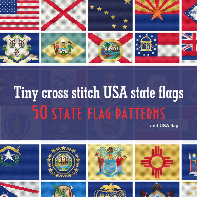 51 Tiny USA State Flags Cross Stitch Patterns, Mini Cross Stitch ...