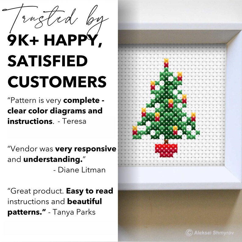 Tiny Christmas Trees Cross Stitch Pattern, Mini Cross Stitch, Easy ...