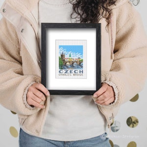 Czech Travel Cross Stitch Pattern, Charles Bridge, Mini Cross Stitch ...
