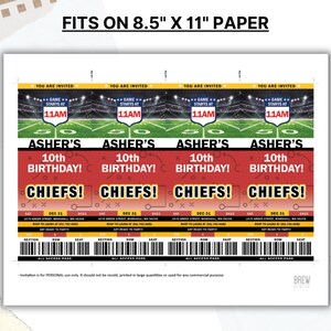 Chiefs Birthday Invitation Chiefs Party Invitation Template Editable ...