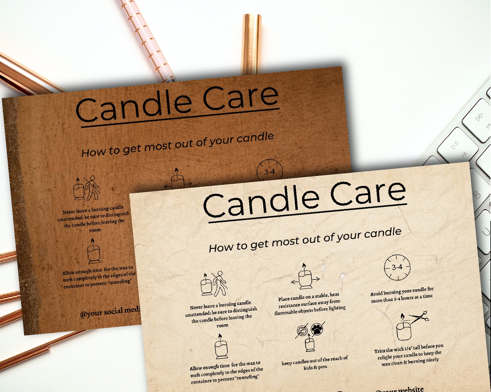 Editable Candle Care Card, Printable Candle Care Instructions, Candle ...