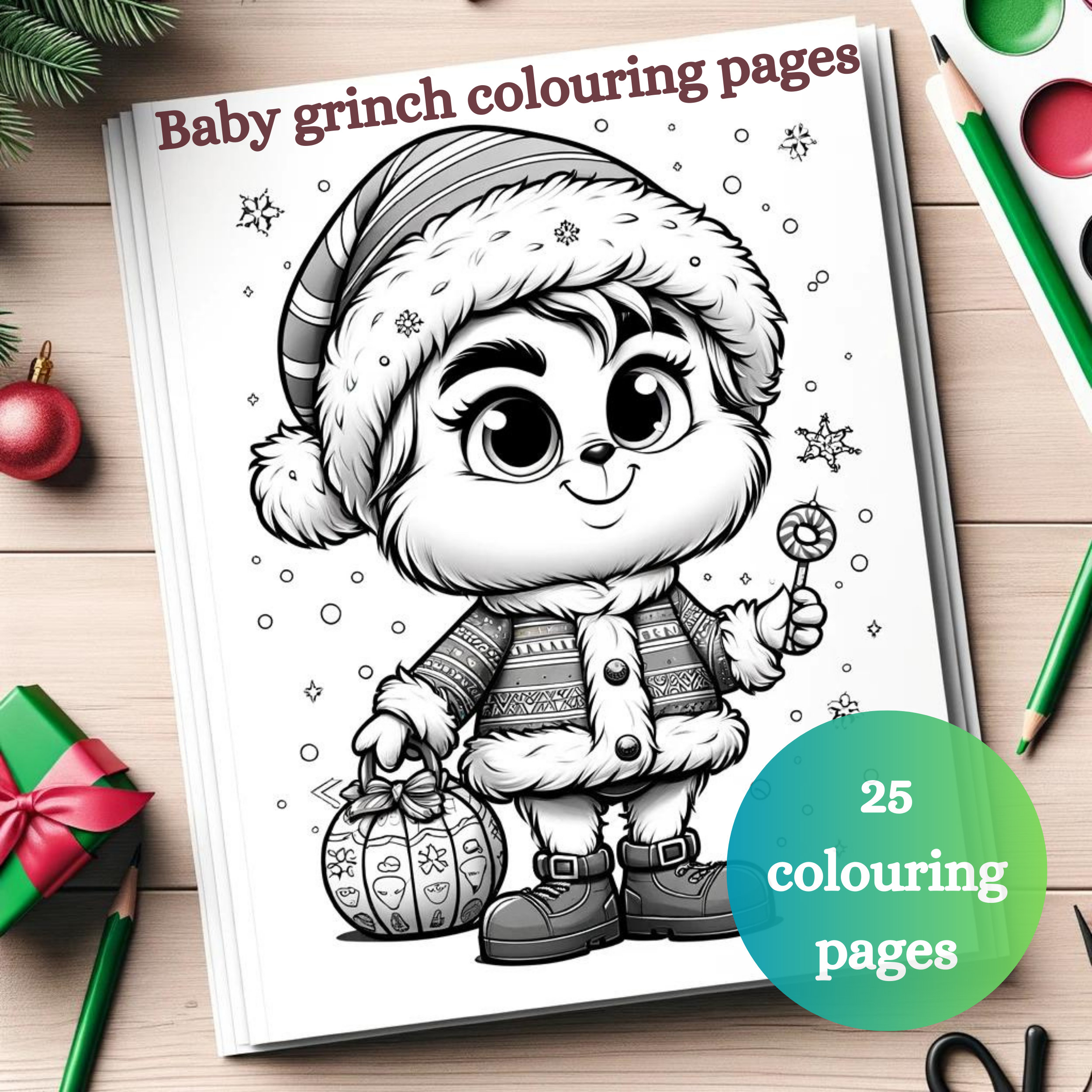 Cute Baby Grinch Character, Winter Colouring Pages, 25 Festive ...