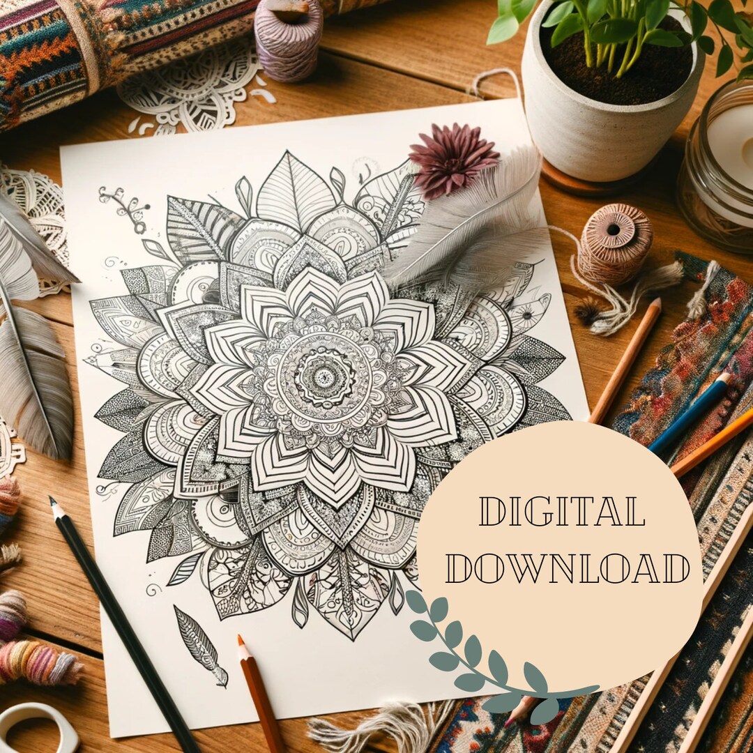 Boho Mandalas Coloring, Boho Coloring, 25 Coloring Pages, Mindful ...