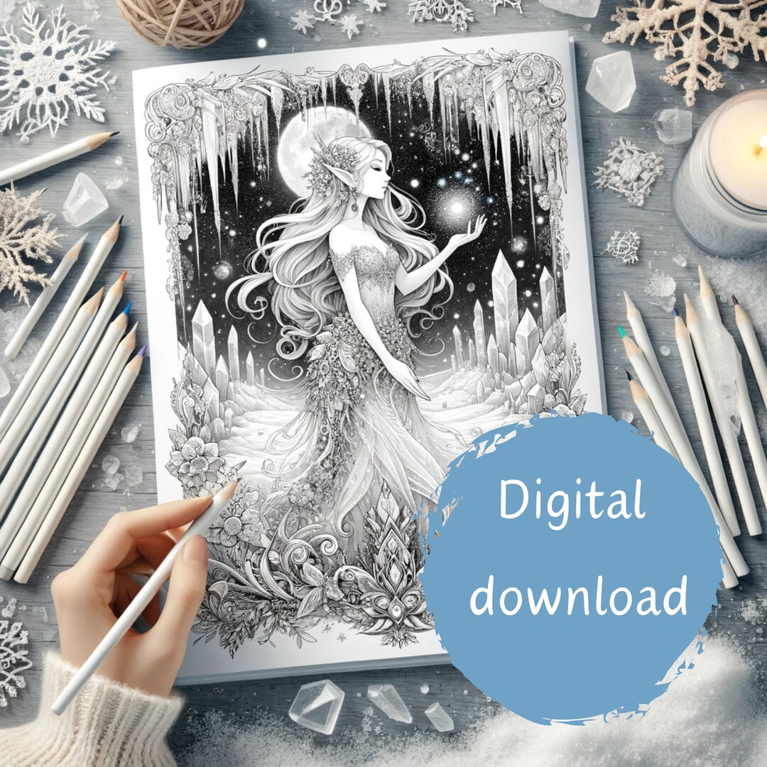 Winter Elven Coloring Pages, Christmas Coloring Elf Princess Pages, 35 ...