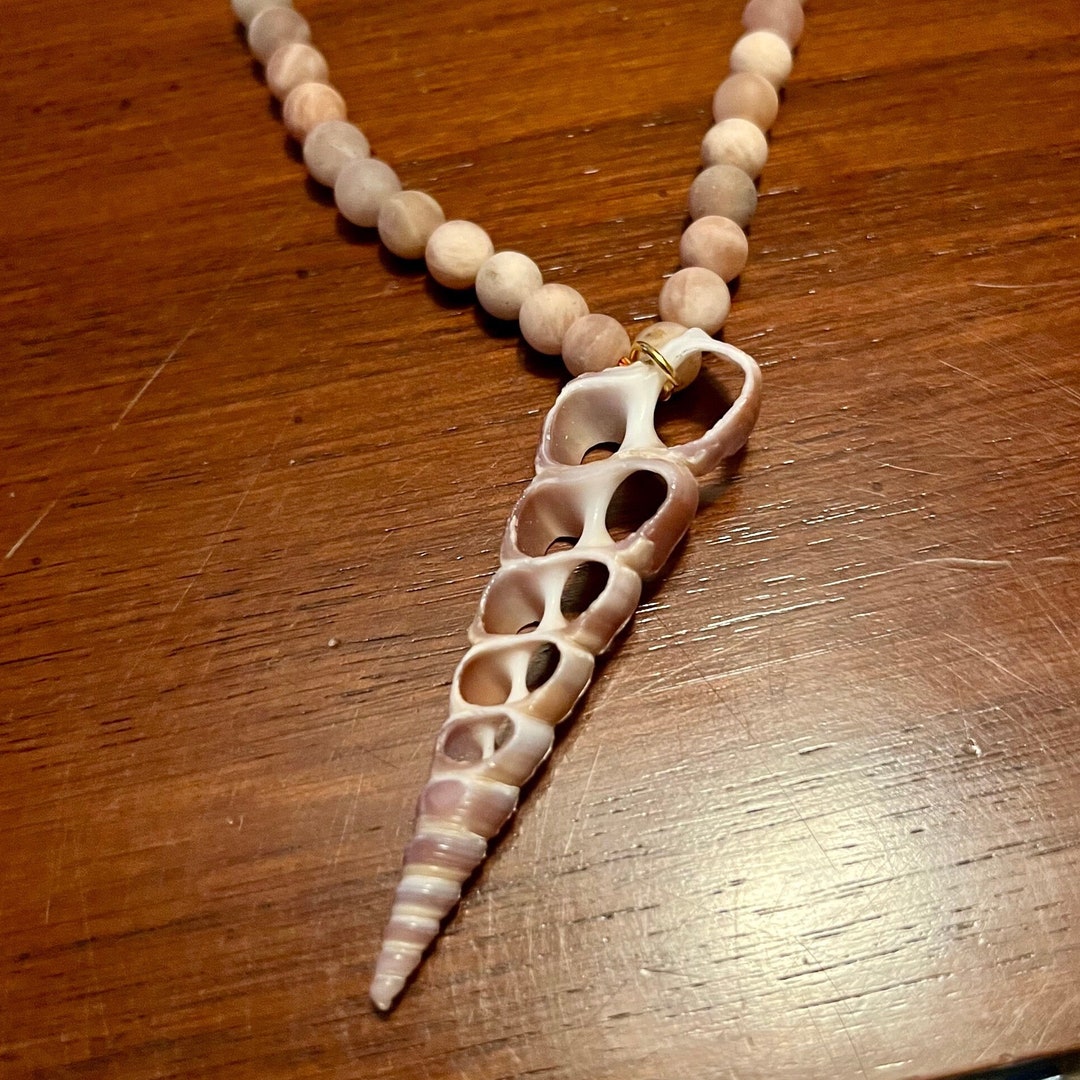 Moonstone and Shell Skeleton Pendant - Etsy