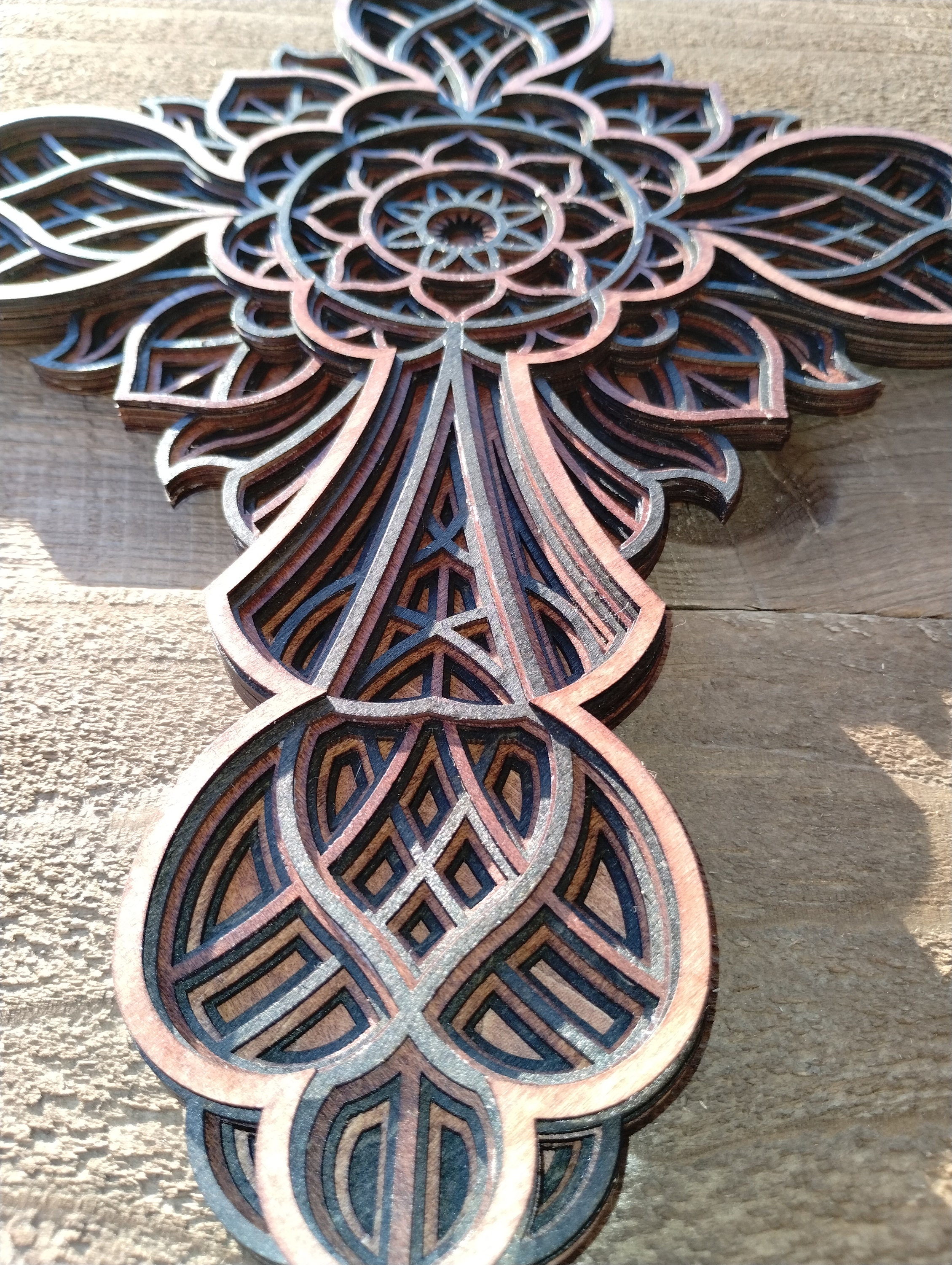Mandala Cross, Wooden Cross, Layered Cross - Etsy