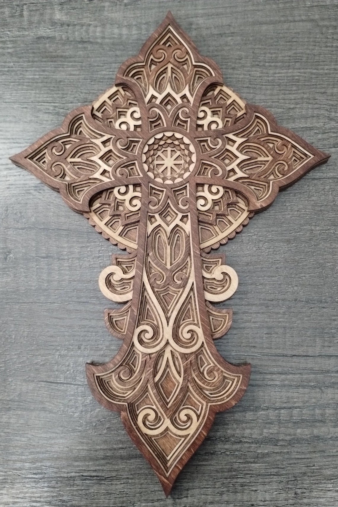 Mandala Cross, Wooden Cross, Layered Cross - Etsy