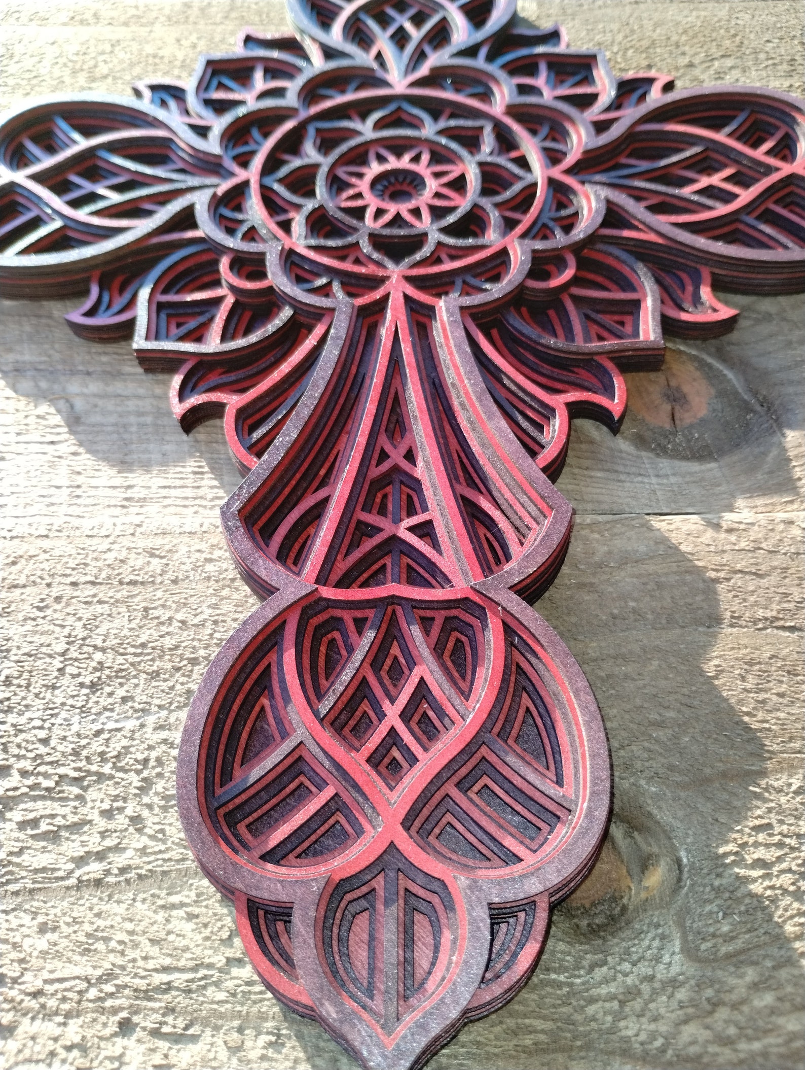 Mandala Cross, Wooden Cross, Layered Cross - Etsy