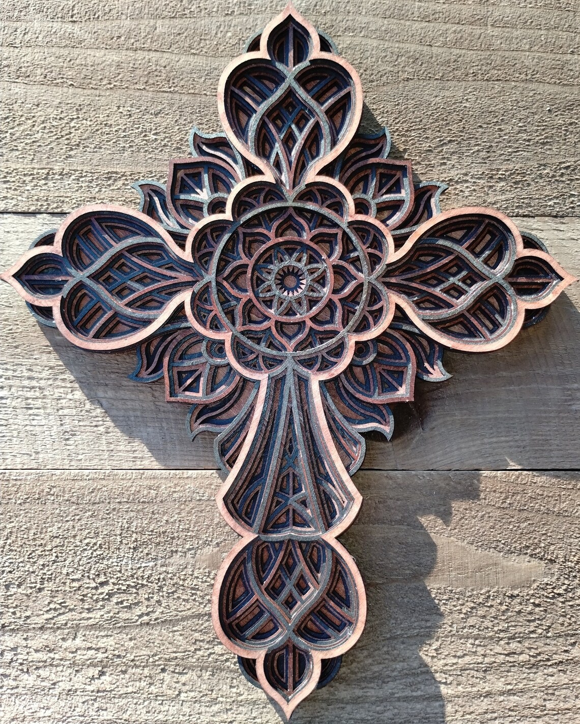 Mandala Cross, Wooden Cross, Layered Cross - Etsy