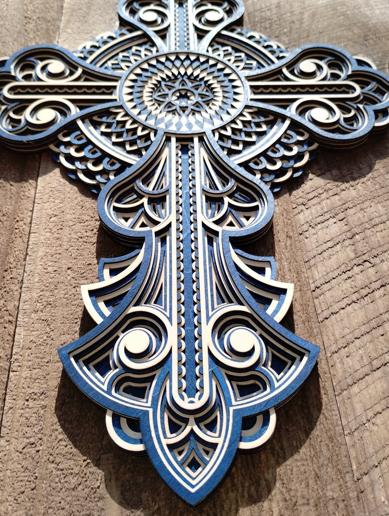 Mandala Cross, Layered Cross, Wooden Cross - Etsy