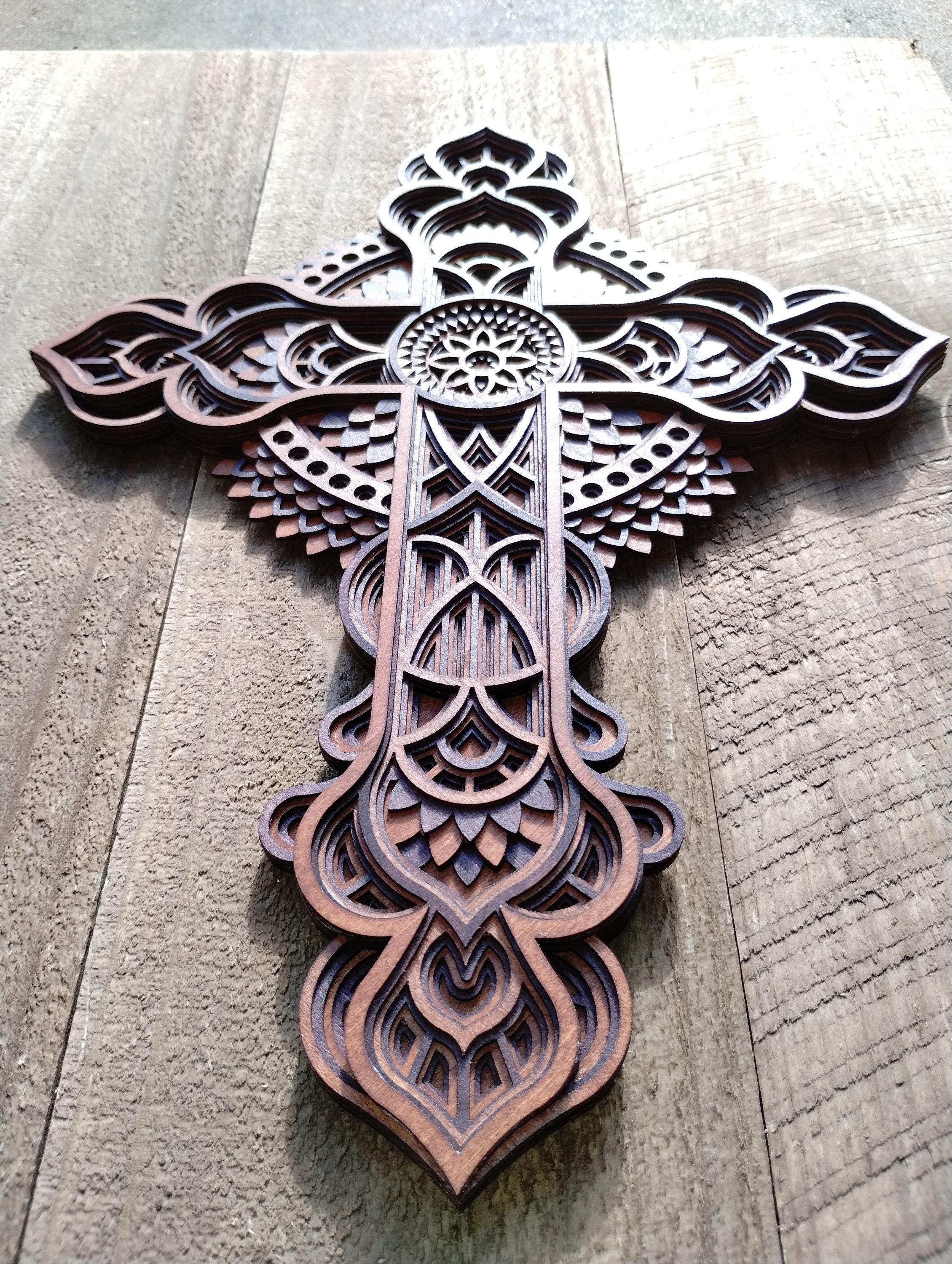 Mandala Cross, Wooden Cross, Laser Cut, Wall Decor - Etsy