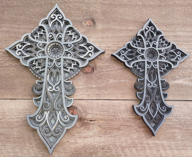 Mandala Cross, Wooden Cross, Layered Cross - Etsy