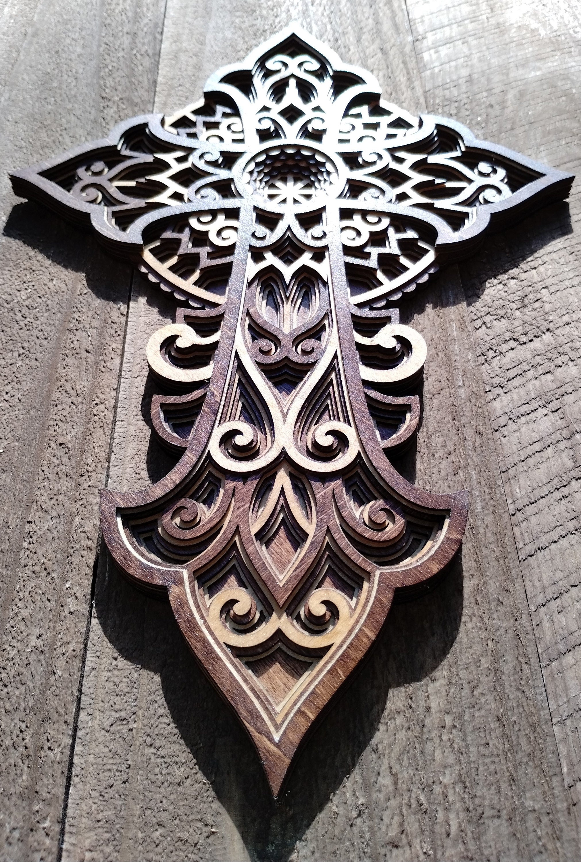 Mandala Cross, Wooden Cross, Layered Cross - Etsy