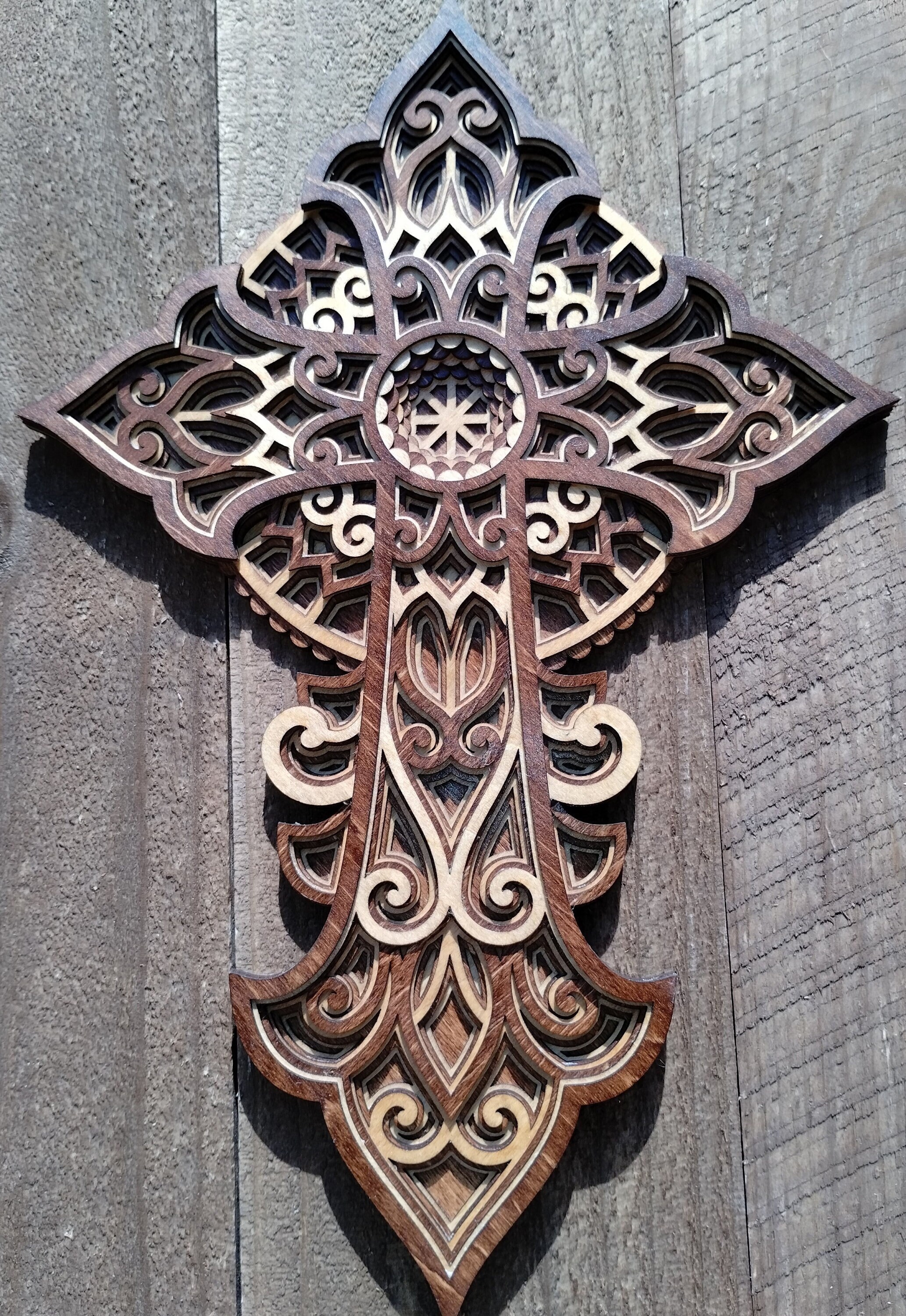 Mandala Cross, Wooden Cross, Layered Cross - Etsy