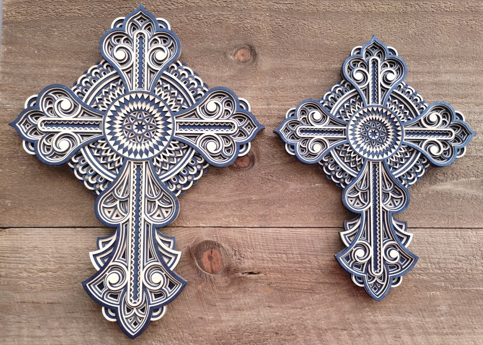 Mandala Cross, Layered Cross, Wooden Cross - Etsy