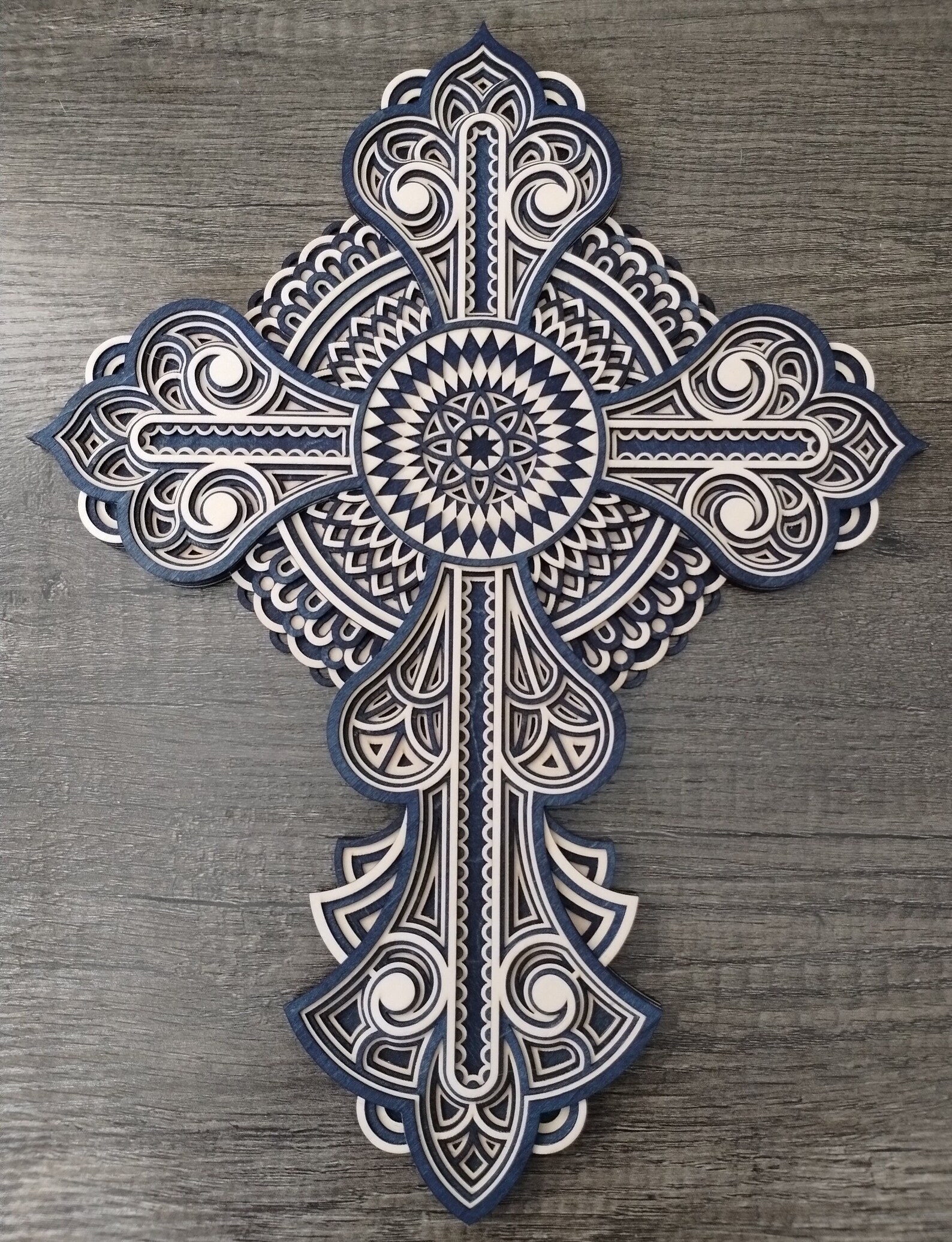 Mandala Cross Layered Cross Wooden Cross - Etsy