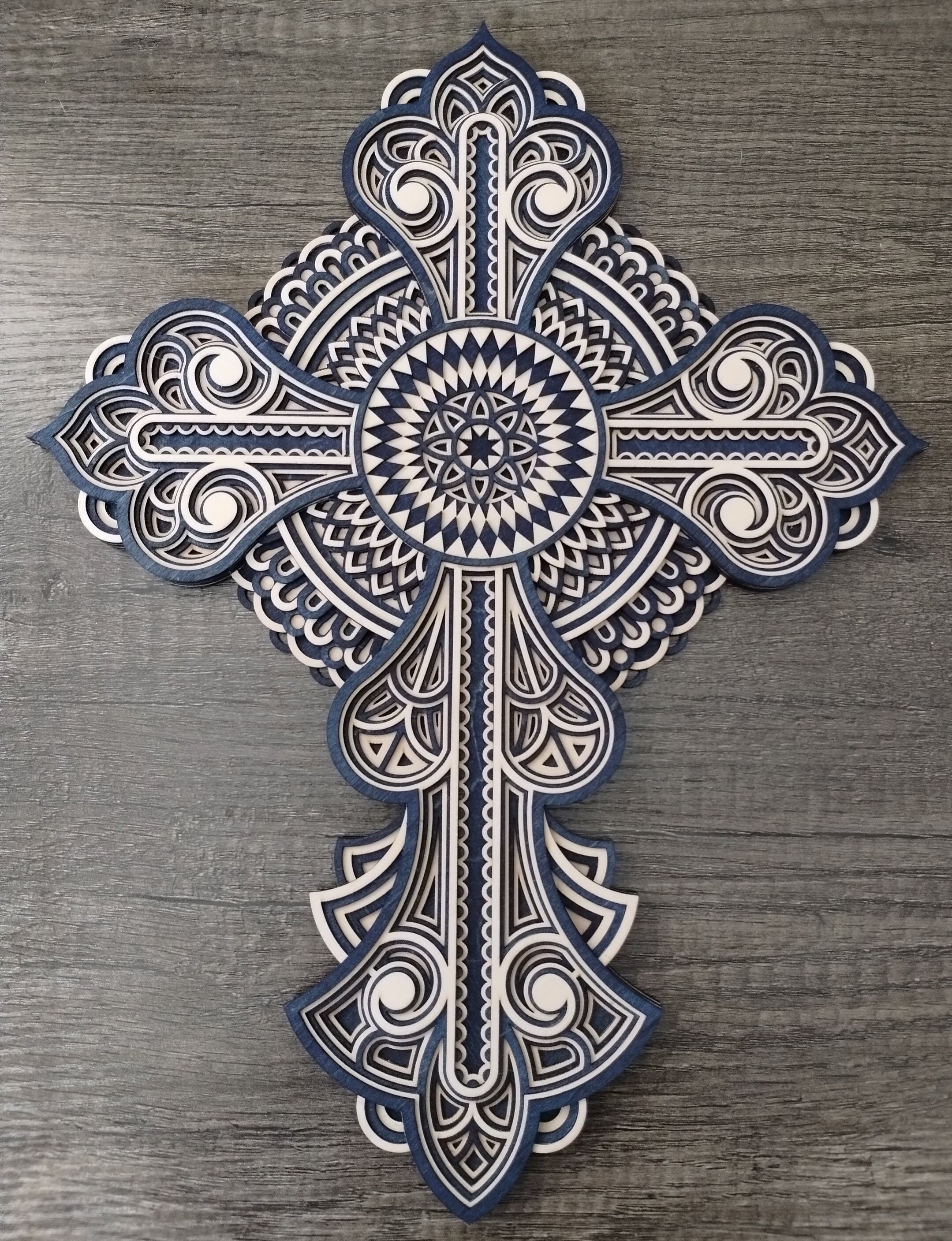 Mandala Cross, Layered Cross, Wooden Cross - Etsy