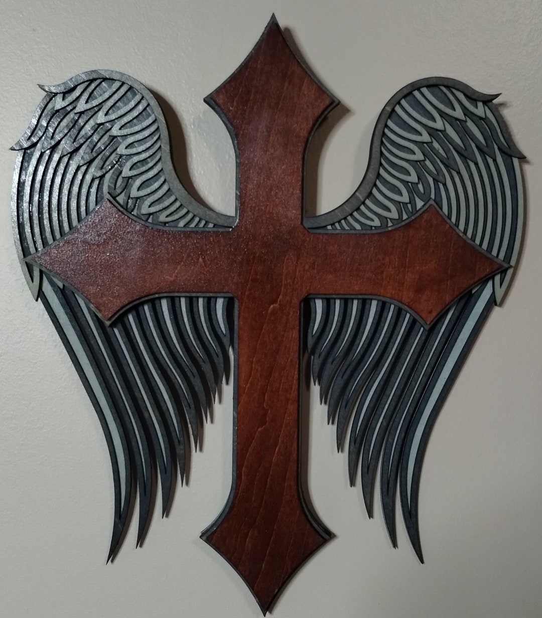 Wooden Cross With Wings - Etsy
