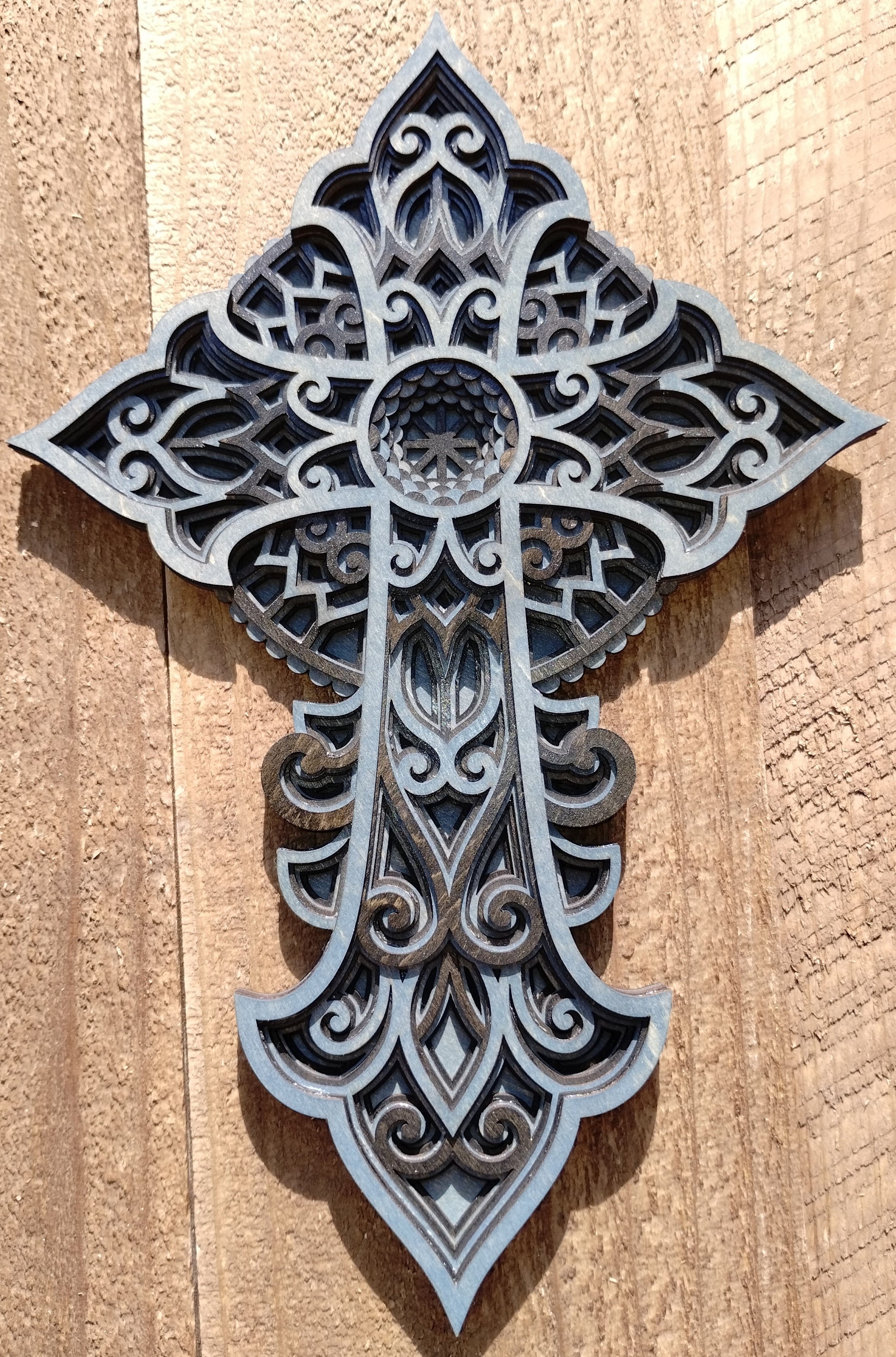 Mandala Cross, Wooden Cross, Layered Cross - Etsy