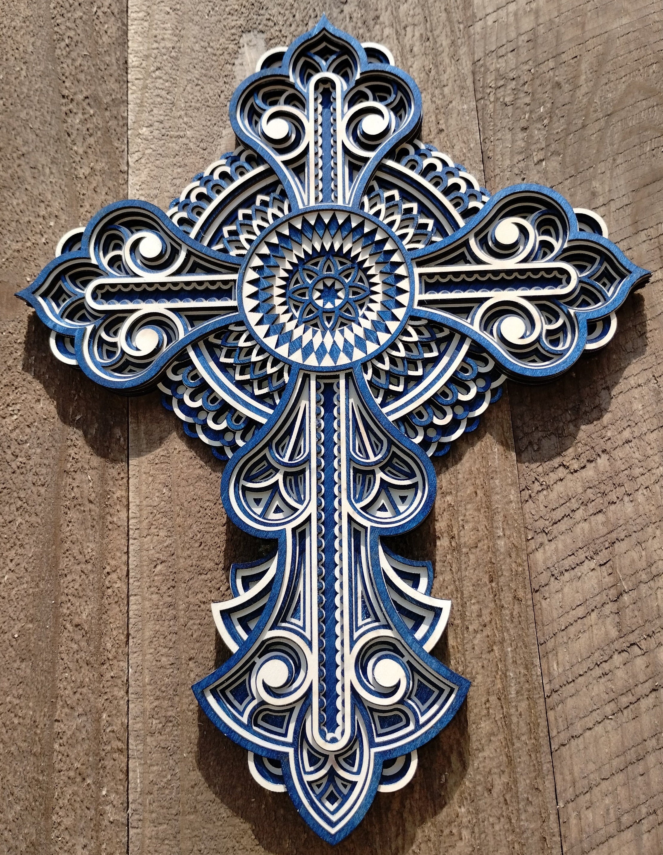 Mandala Cross, Layered Cross, Wooden Cross - Etsy